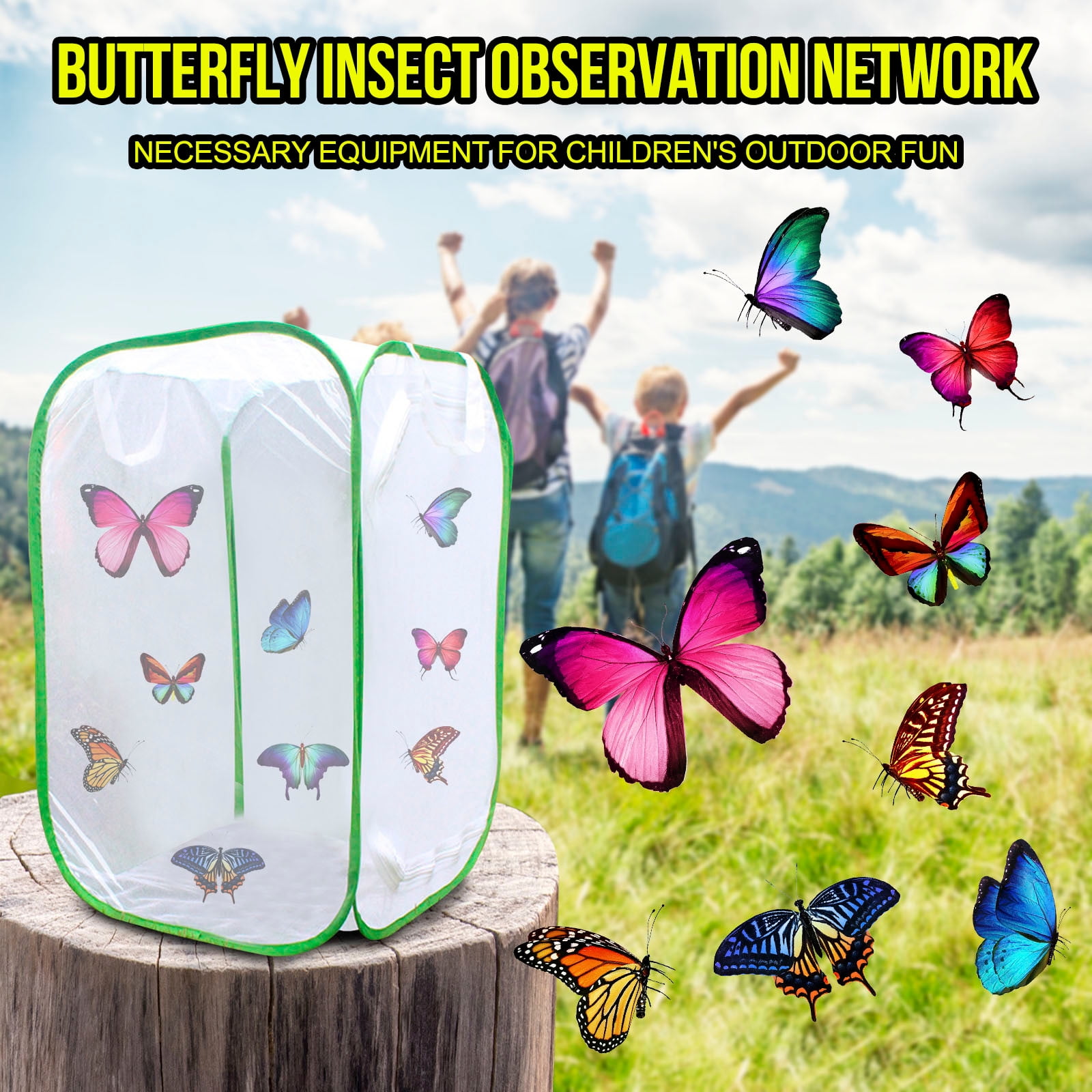 Butterfly Habitat Cage Kit - Mesh Pop Up Terrarium for Caterpillars to ...