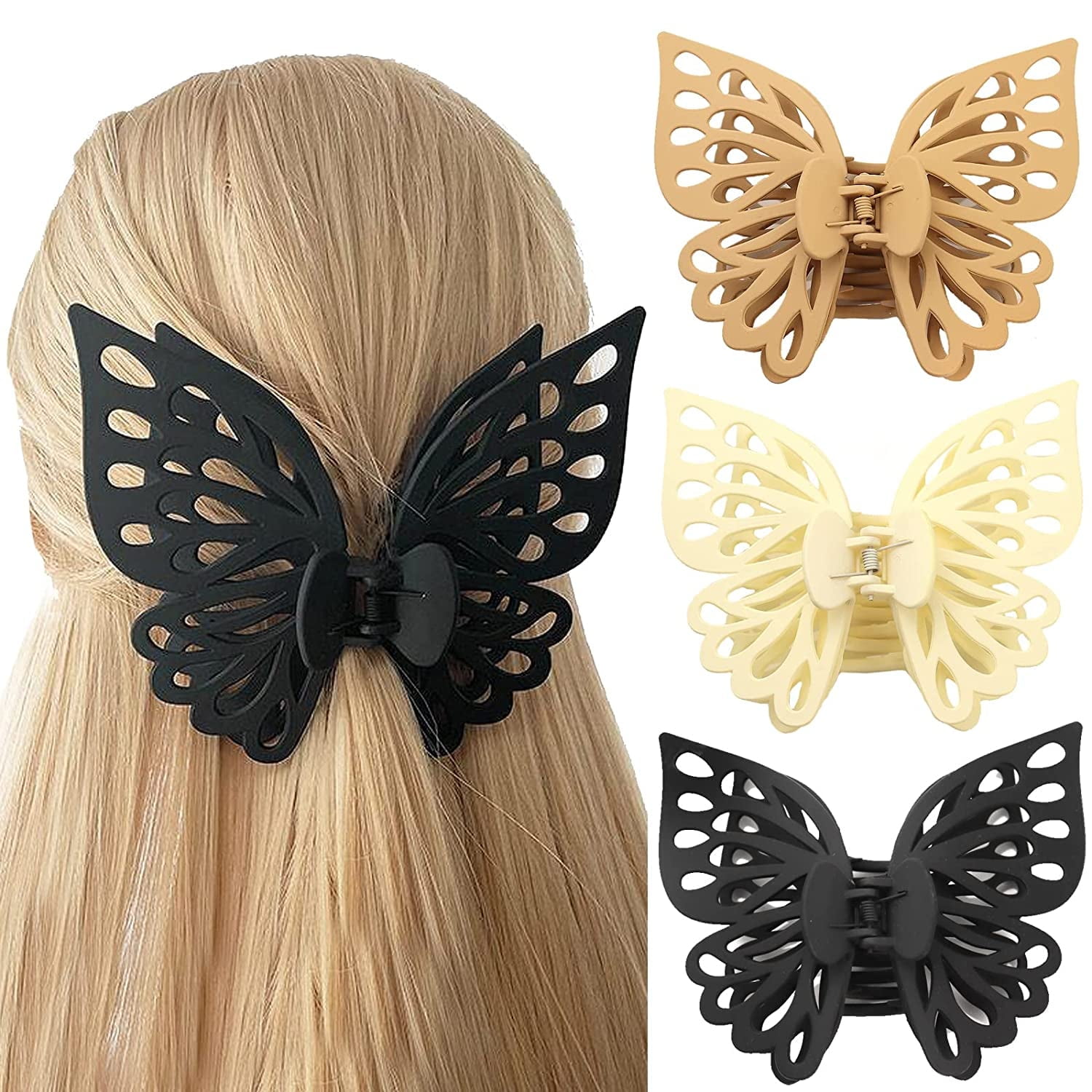 Butterfly Hair Clips/ Claw Hair Clips for Women for Thick Hair Matte ...