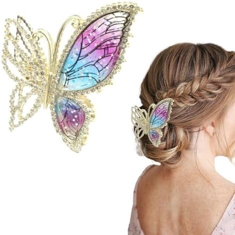 Butterfly Hair Clips with Metal Claw - Glitter Rhinestones Decorative ...