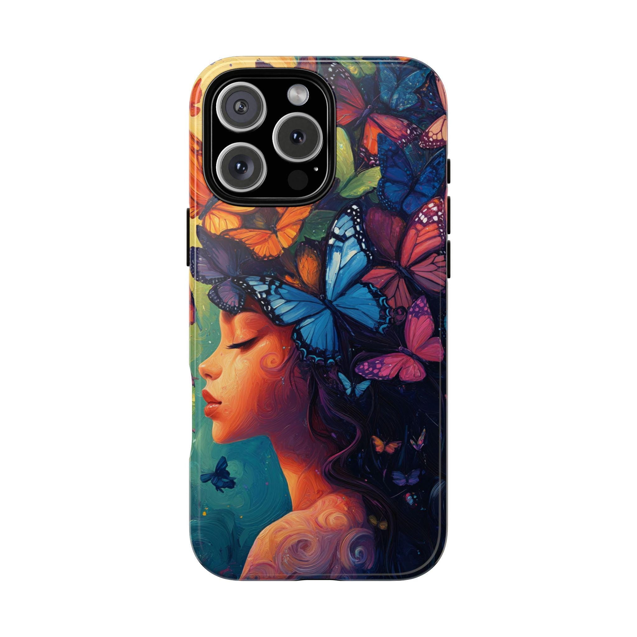 Butterfly Hair Girl Whimsical Woman Phone Case for iPhone 17 16 15 14 ...
