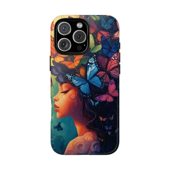Butterfly Hair Girl Whimsical Woman Phone Case for iPhone 17 16 15 14 ...