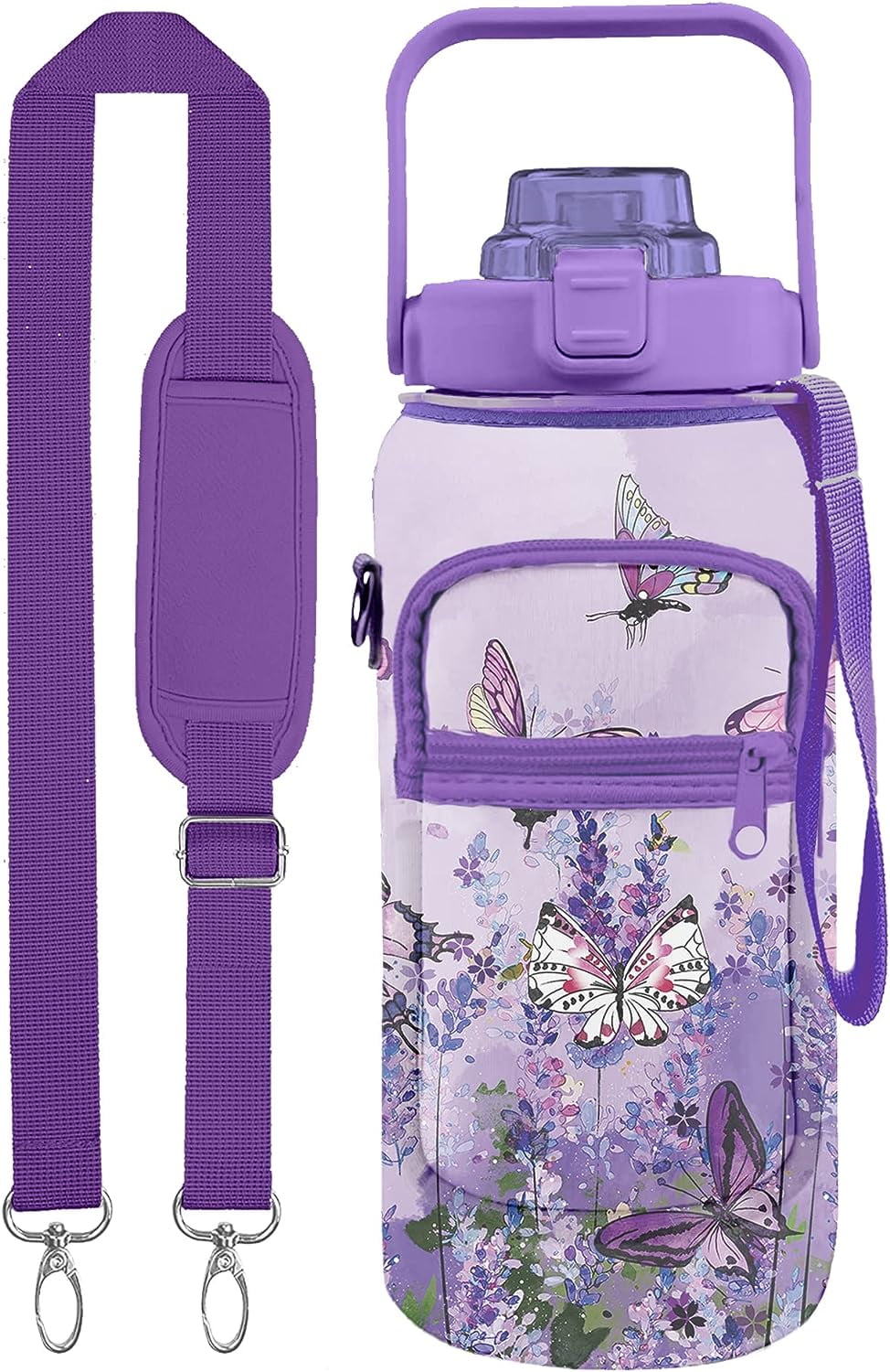 Butterfly Half Gallon Water Bottle with Sleeve 1/2 Gallon Water Bottle ...