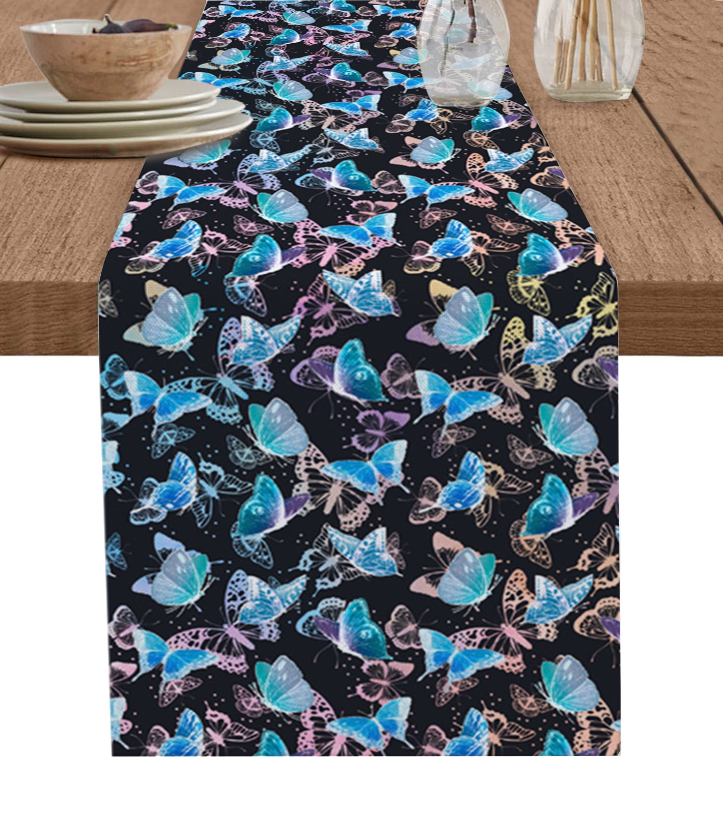 Butterfly Hand Painted Watercolor Table Runner ration Home r Dinner ...