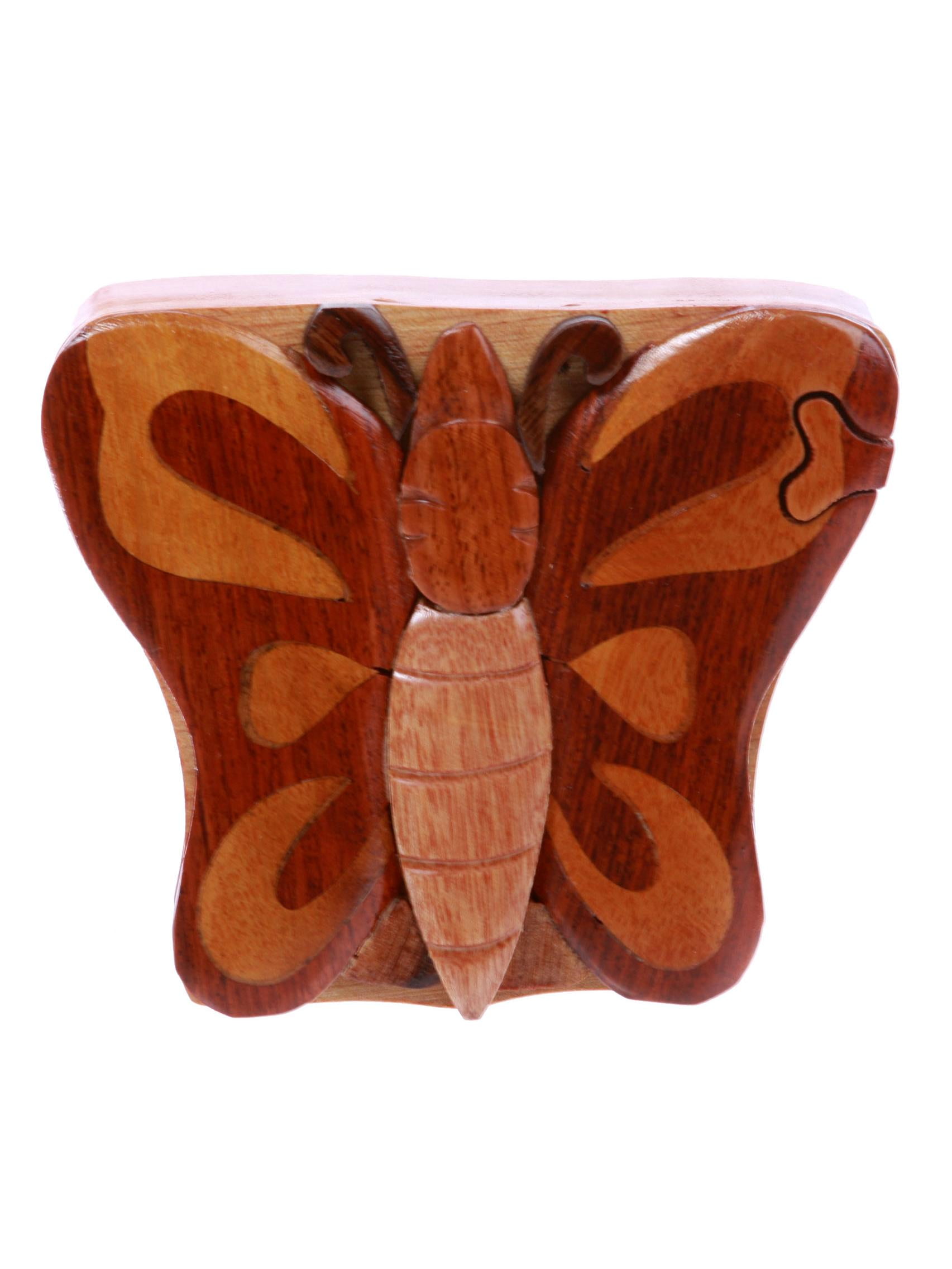 Butterfly Handcrafted Wooden Secret Jewelry Puzzle Box - Butterfly ...