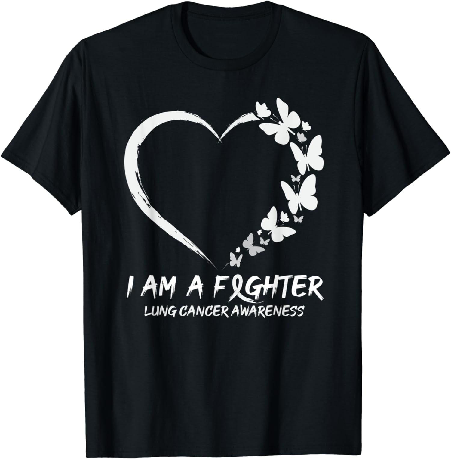 Butterfly Heart I Am A Fighter Lung Cancer Awareness T-Shirt - Walmart.com