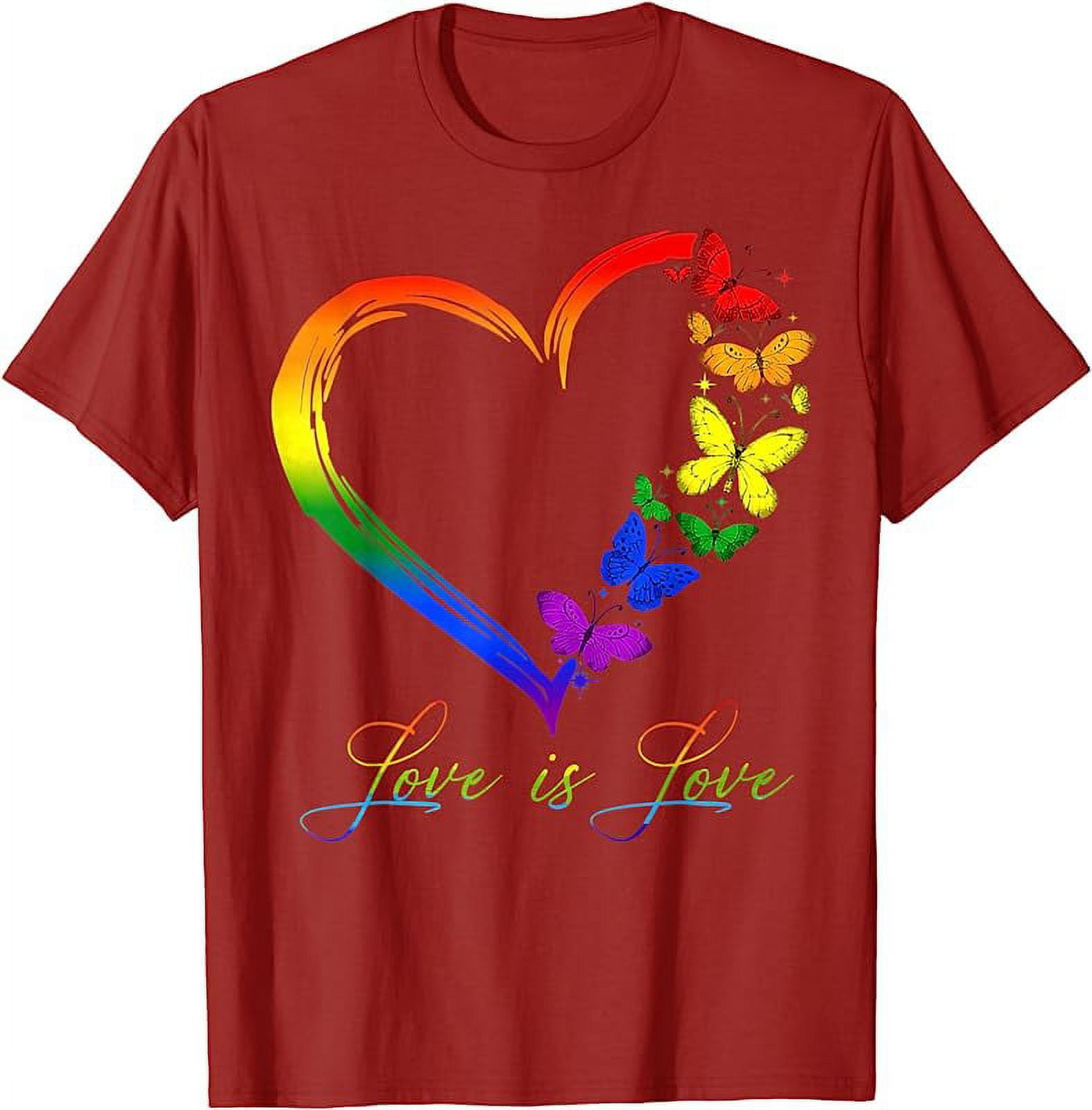 Butterfly Heart Rainbow Love Is Love Lgbt Gay Lesbian Pride T Shirt