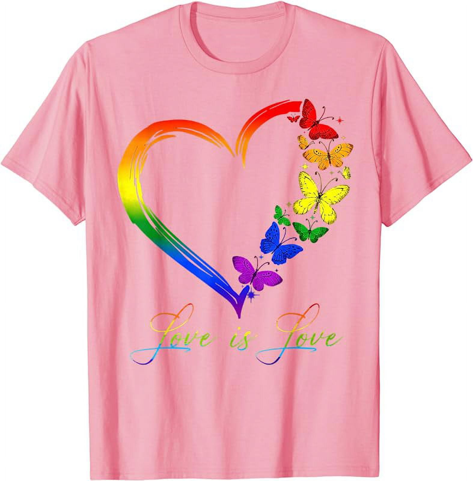Butterfly Heart Rainbow Love Is Love Lgbt Gay Lesbian Pride T Shirt