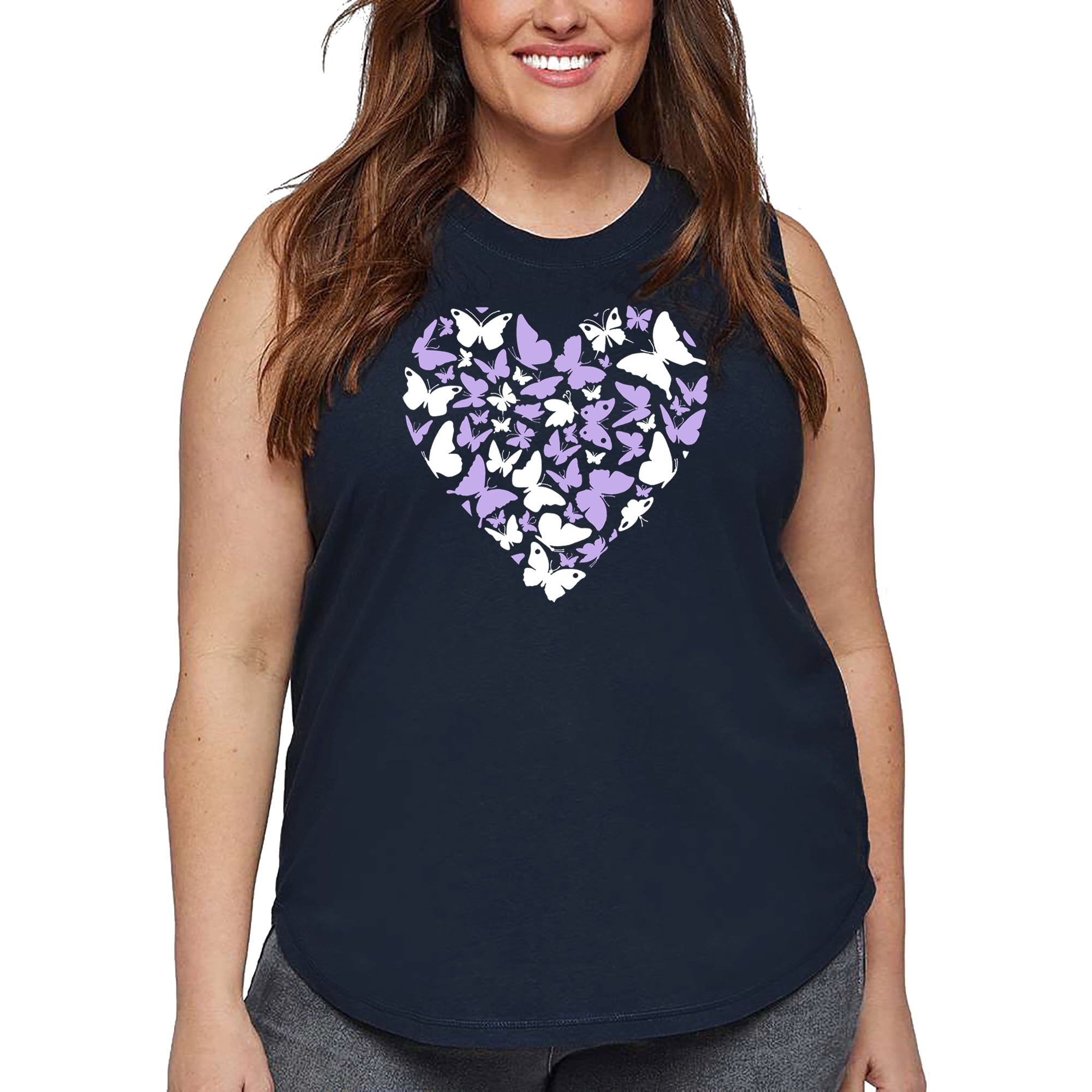 Butterfly Heart - Women's Plus Size Word Art Tank Top - Walmart.com