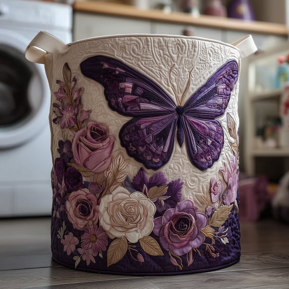 Butterfly Heaven Quilted Laundry Basket, Storage Bin Laundry Basket ...