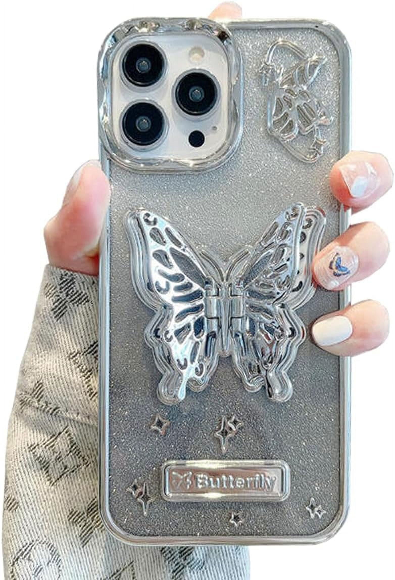 Butterfly Hidden Stand Phone Case for iPhone 12/12 Pro,Cute 3D Butterfly Kickstand Luxury ...