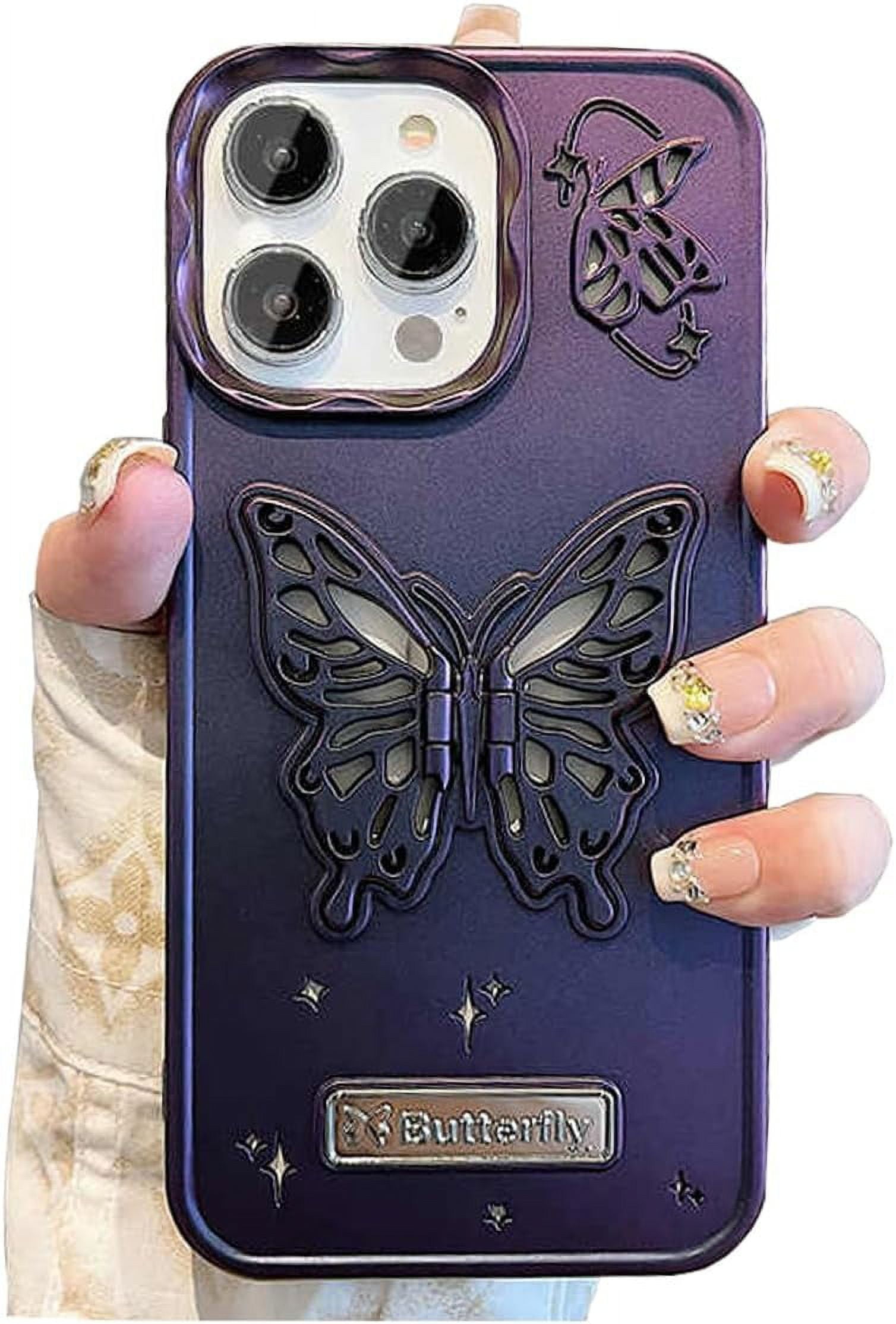 Butterfly Hidden Stand Phone Case for iPhone 12 Pro Max,Cute 3D Butterfly Kickstand Luxury ...