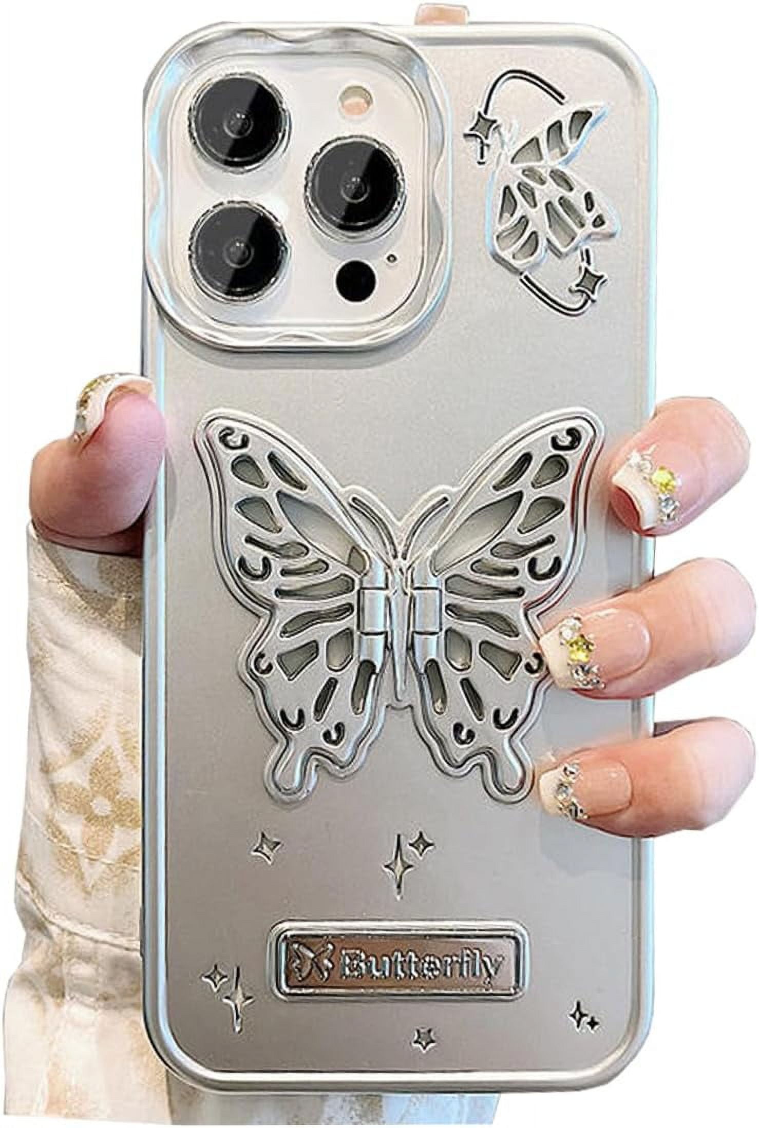Butterfly Hidden Stand Phone Case for iPhone 15 Pro Max,Cute 3D ...