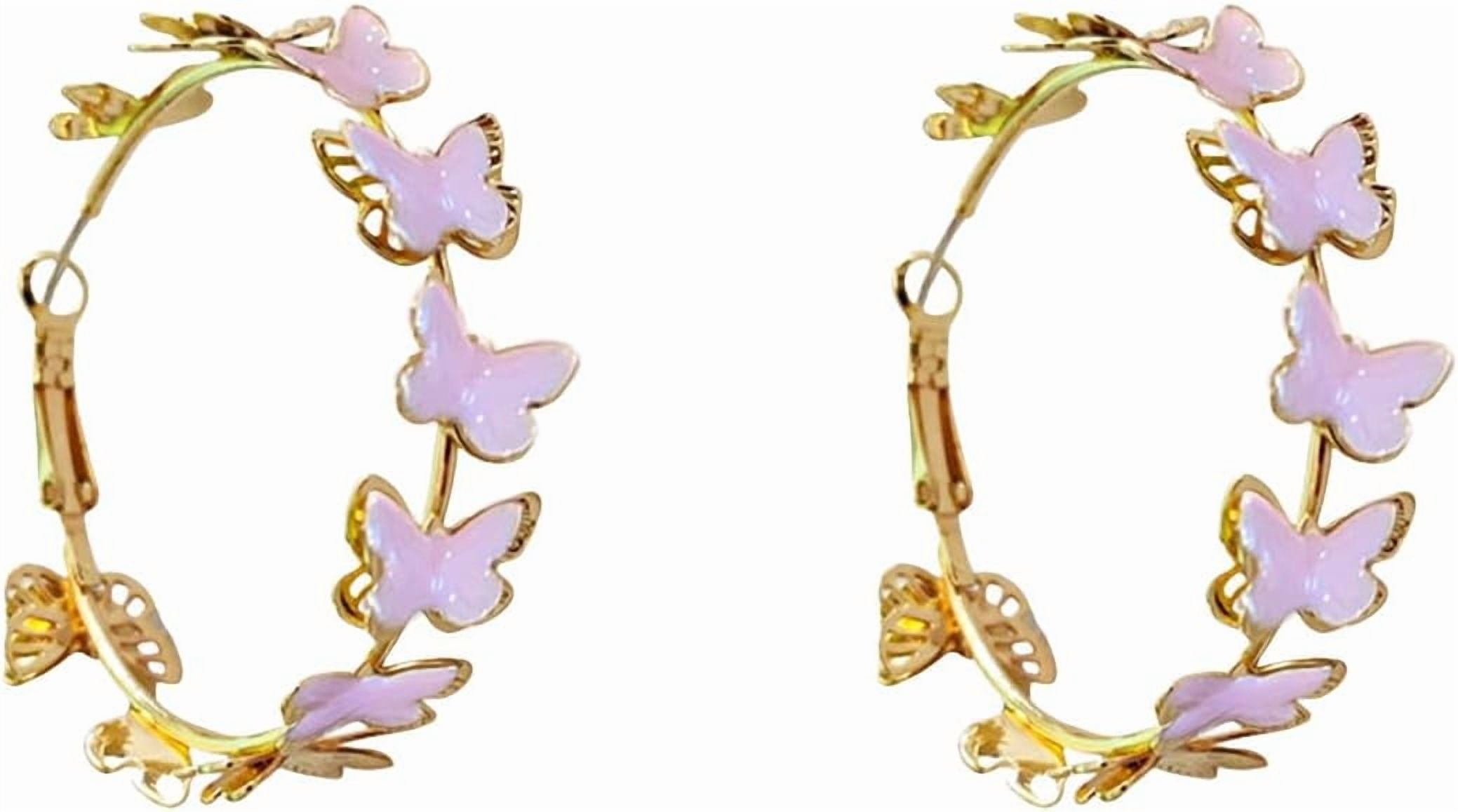 Butterfly Hoop Earrings for Women 925 Sterling Silver Post Stud Large ...