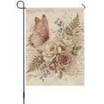 Butterfly House Flags For Outdoor, Roses Lavender Ferns French ...