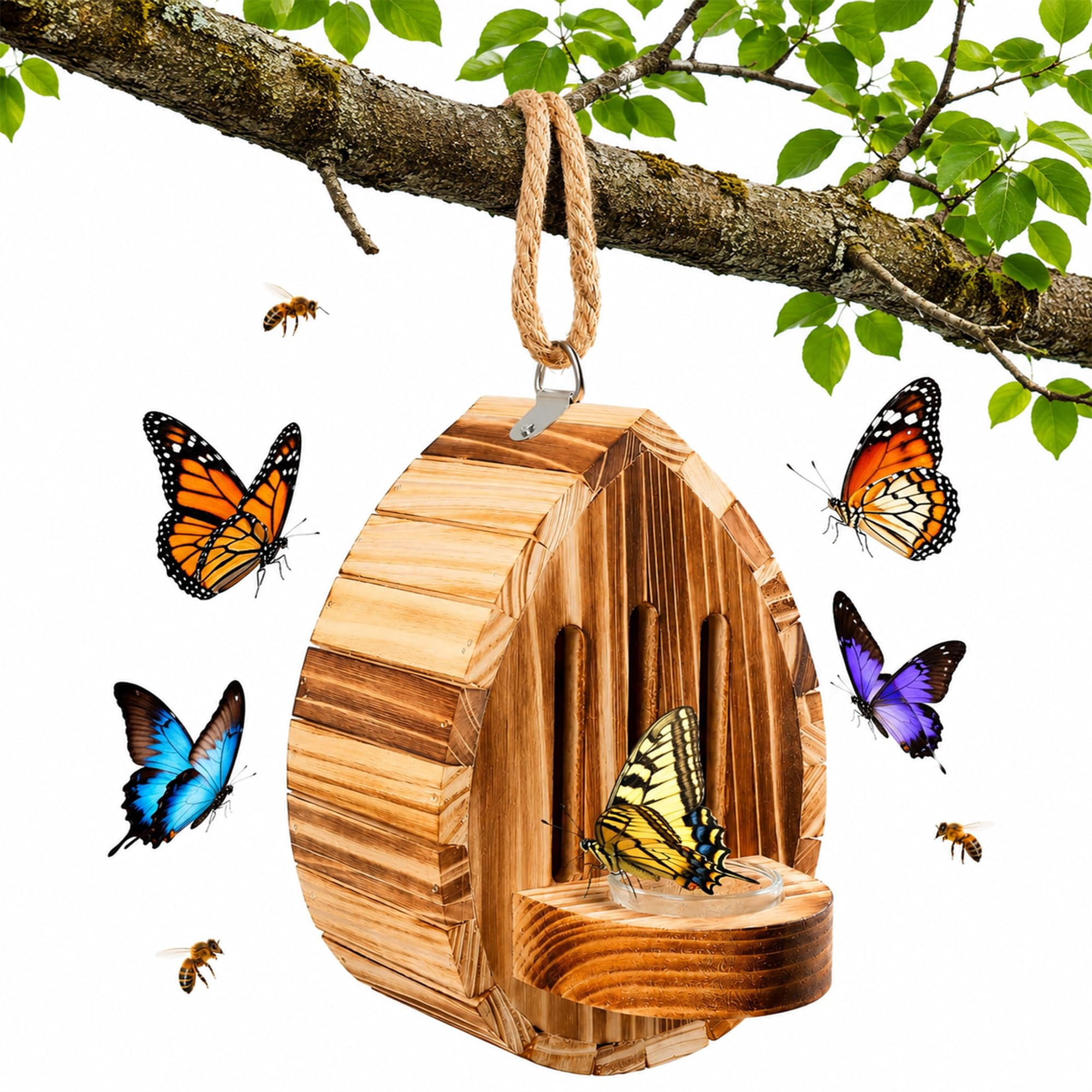 Butterfly Houses for the Garden, Teardrop Wooden Butterfly House for ...