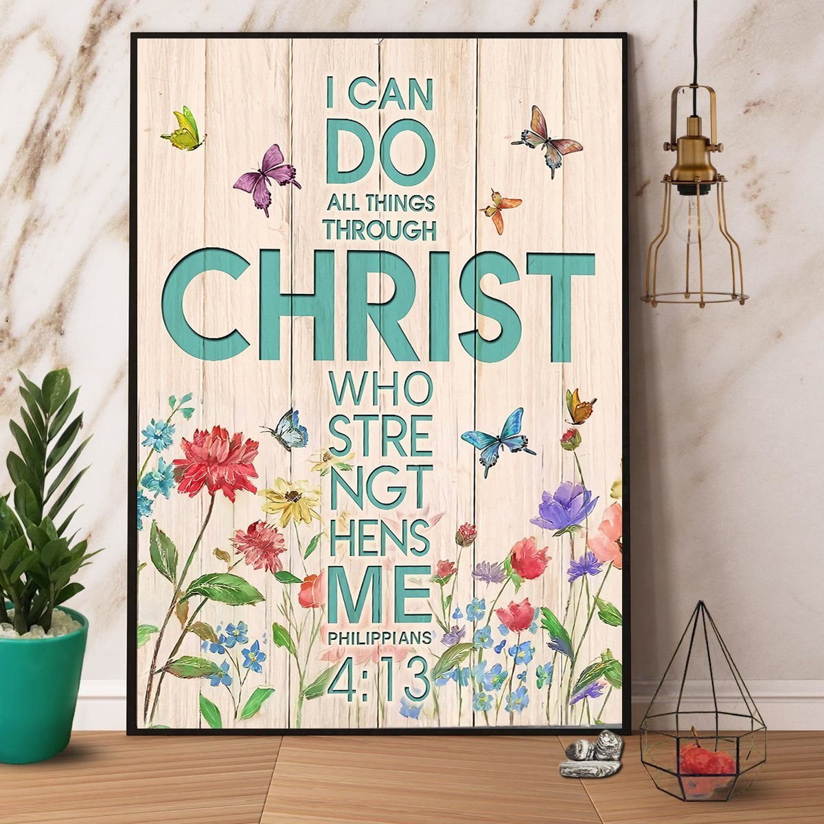 Butterfly I Can Do All Things Through Christ Satin Poster Wall Art ...