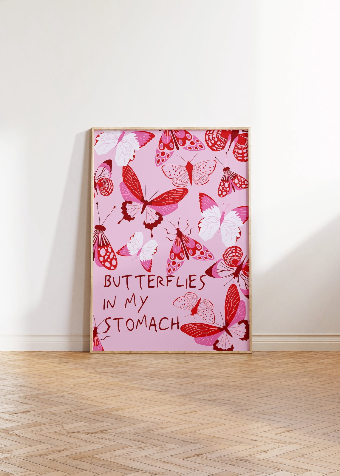 Butterfly Illustration Y2K Preppy Wall Art, Stretched Canvas Size 16x24 ...