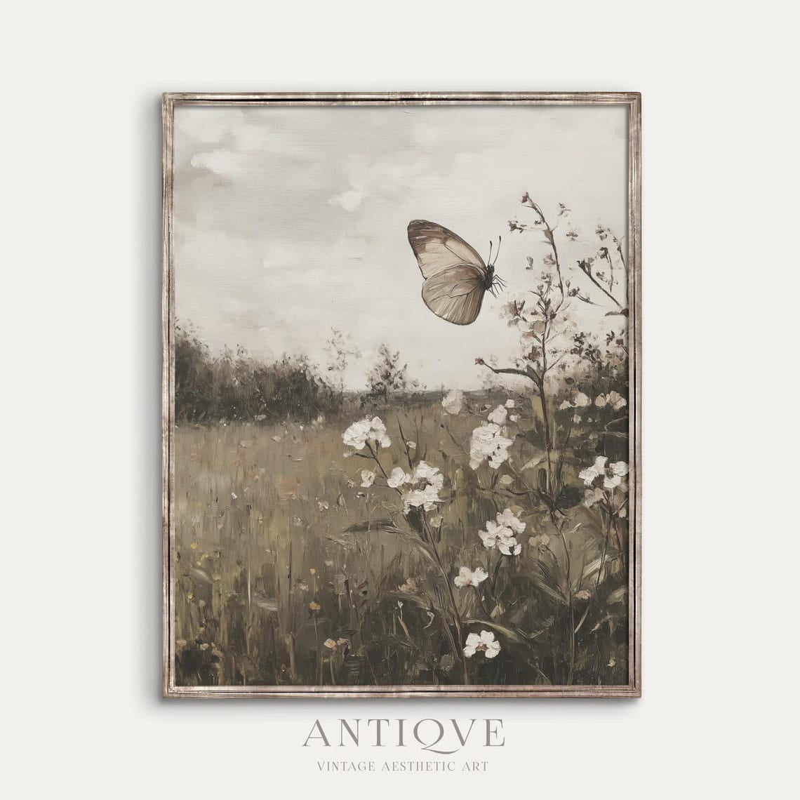 Butterfly In A Wildflower Meadow, Spring, Muted Colors Wall Art,_V Home ...