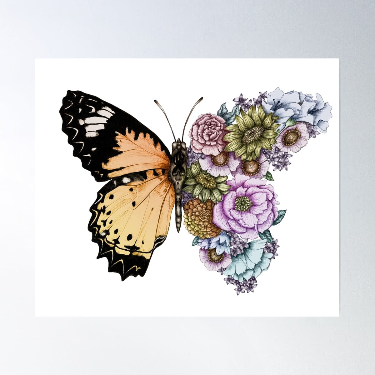 Butterfly In Bloom Ii Poster Wall Art, Modern Wall Decor For Living Room Bedroom, 24x36 UNFRAMED ...