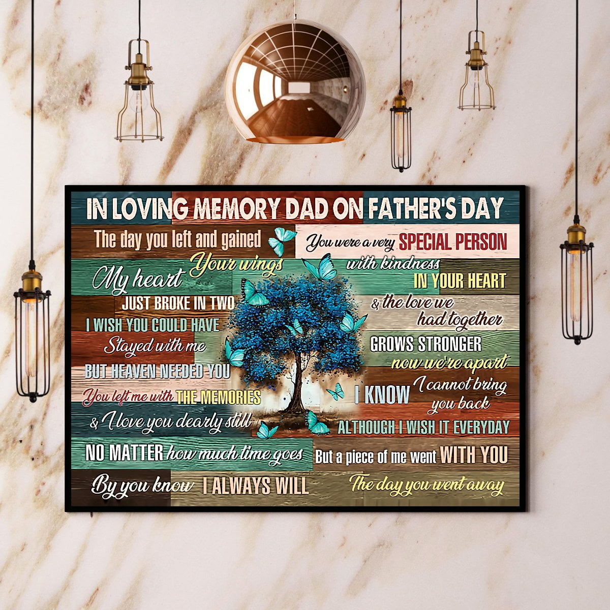 Butterfly In Loving Memory Dad On Father'S Day Paper Poster No Frame ...