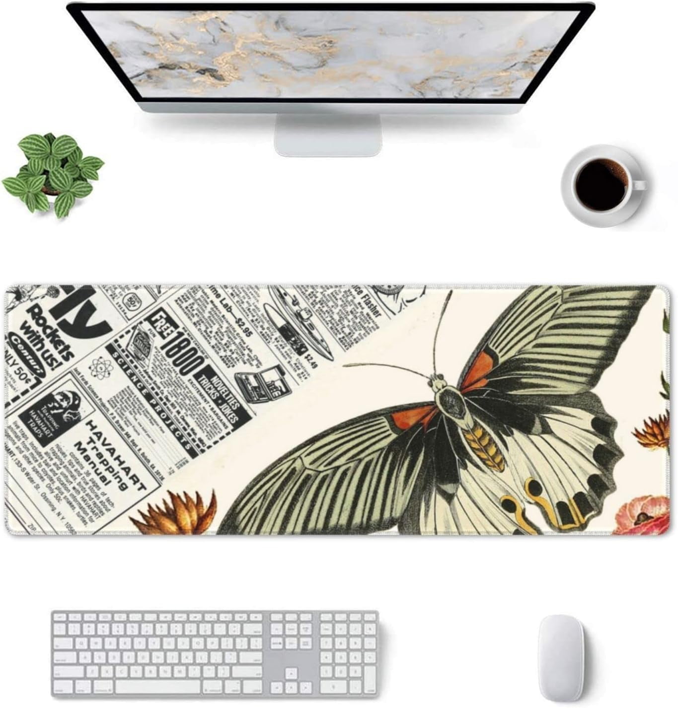 Butterfly Insect Gaming Mouse Pad Butterflies Large Mouse Pad (31.5x11 ...