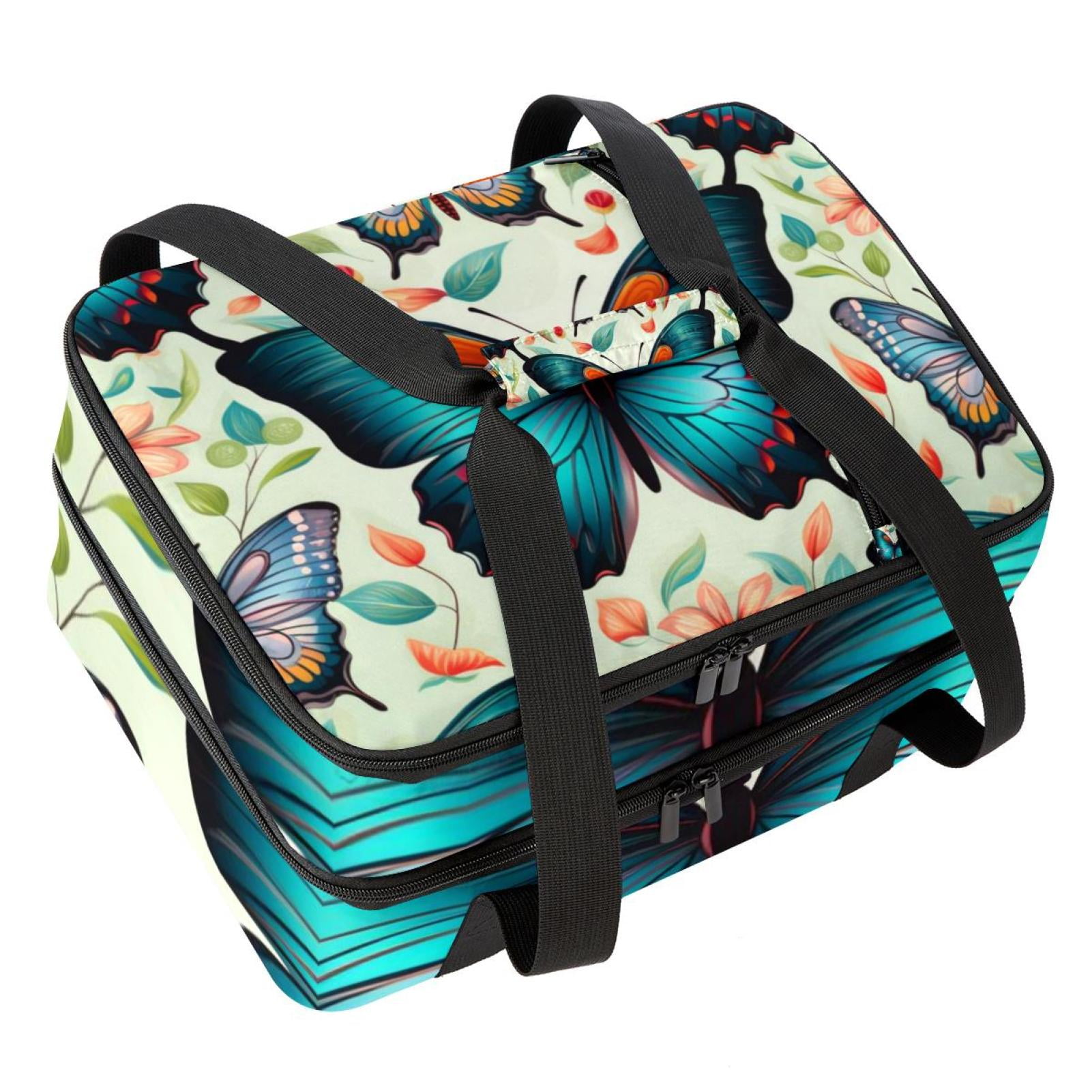 Butterfly Insulated Double Layered Lunch Bag with Two Compartments ...