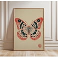 Butterfly Japanese Style Insect Wall Art Red Wing Minimal Nature Decor ...