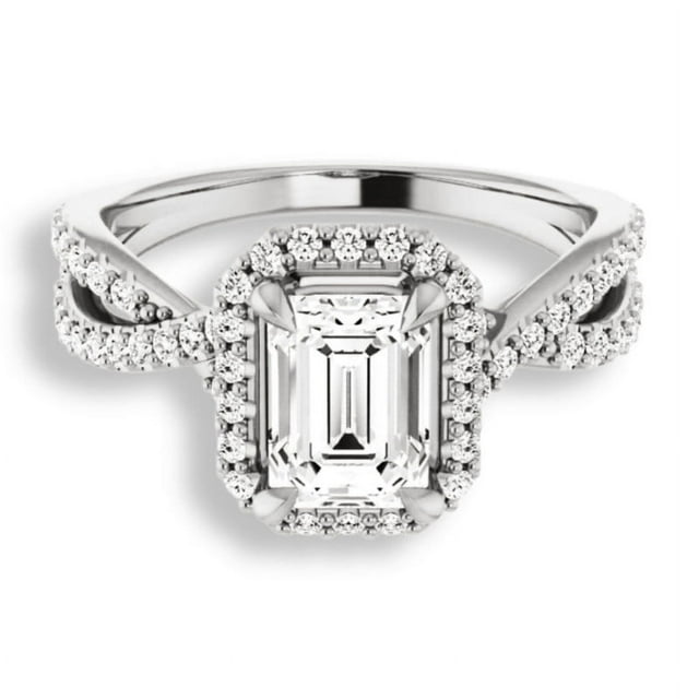 Butterfly Jewel 14K White Gold Over Rings For Women's - Emerald Cut 1.8 ...
