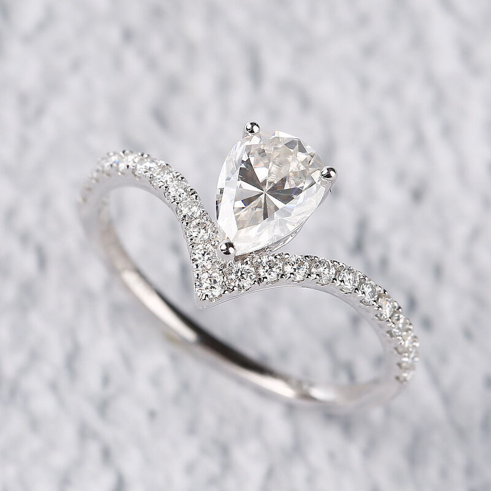 Butterfly Jewel 14K White Gold Plated Anniversary Diamond Rings - Pear ...