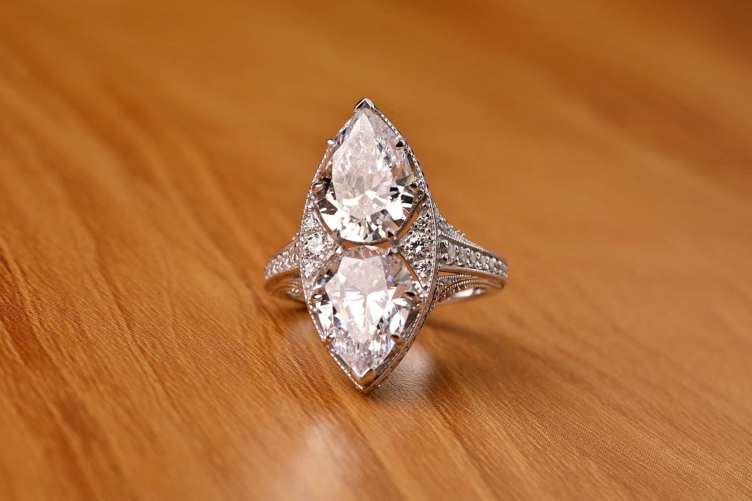 Butterfly Jewel 14K White Gold Plated Bands - 1.8 Ct Pear Cut Diamond ...