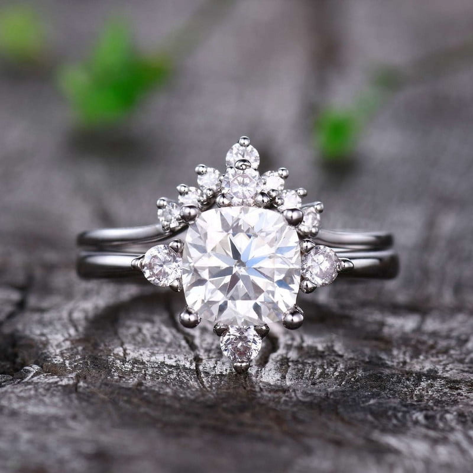 Butterfly Jewel 14K White Gold Plated Bands – 1.9 Ct Cushion Cut ...