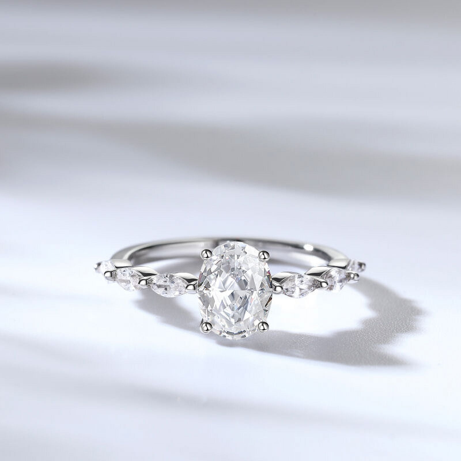 Butterfly Jewel 14K White Gold Plated Ring - 2 Ct Oval Cut Lab Created Diamond Statement Ring ...