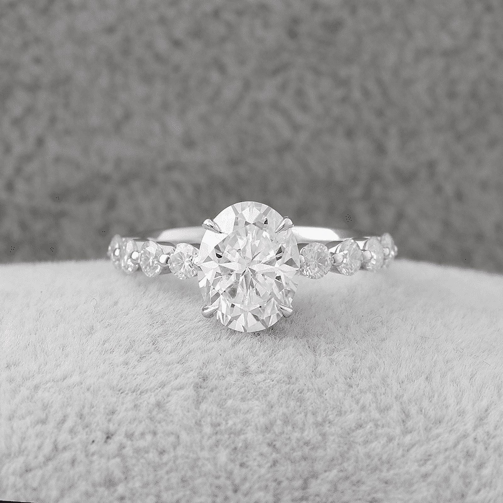 Butterfly Jewel 14K White Gold Plated Rings - 1.9 Ct Oval Cut Lab Grown ...