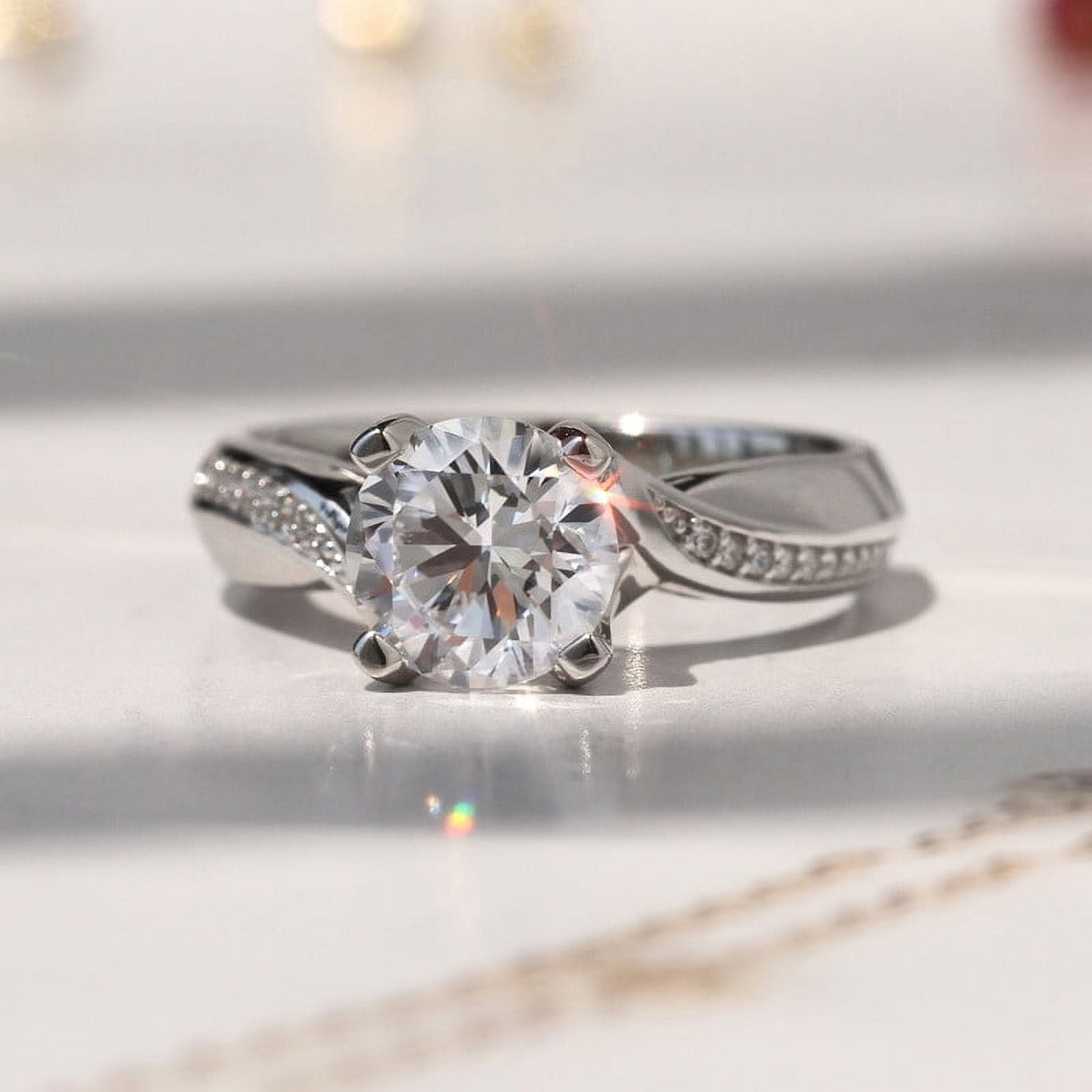 Butterfly Jewel 14K White Gold Plated Rings - 2 Ct Lab Diamond Round ...