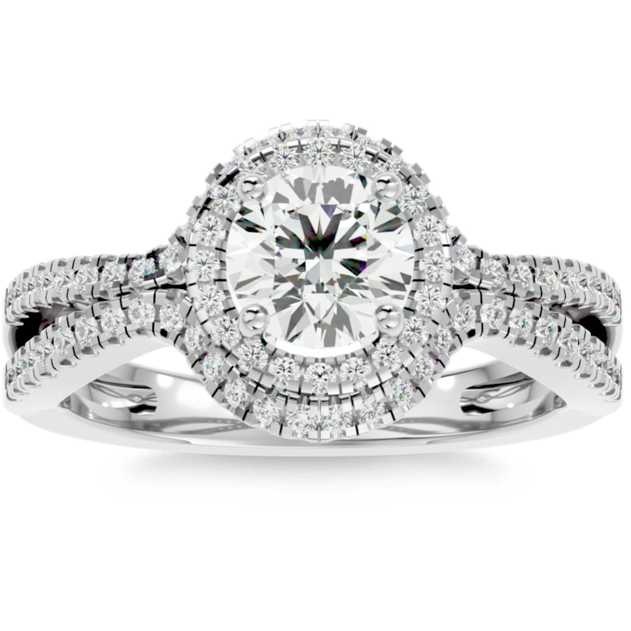 Butterfly Jewel 14K White Gold Plated Rings - 2 Ct Round Cut Moissanite ...