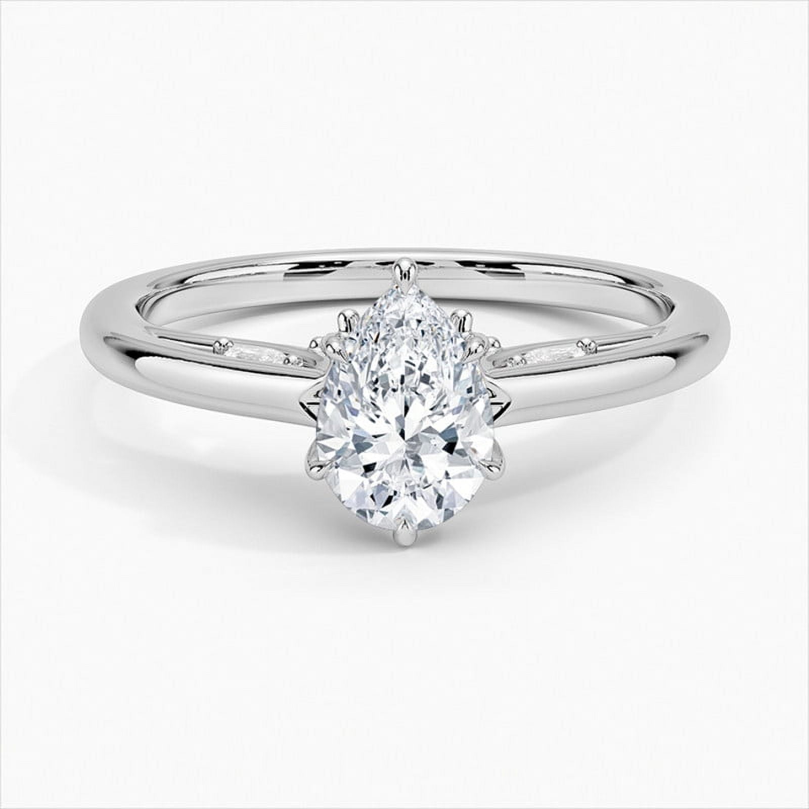 Butterfly Jewel 14K White Gold Plated Solitaire with Accent Ring - Pear ...