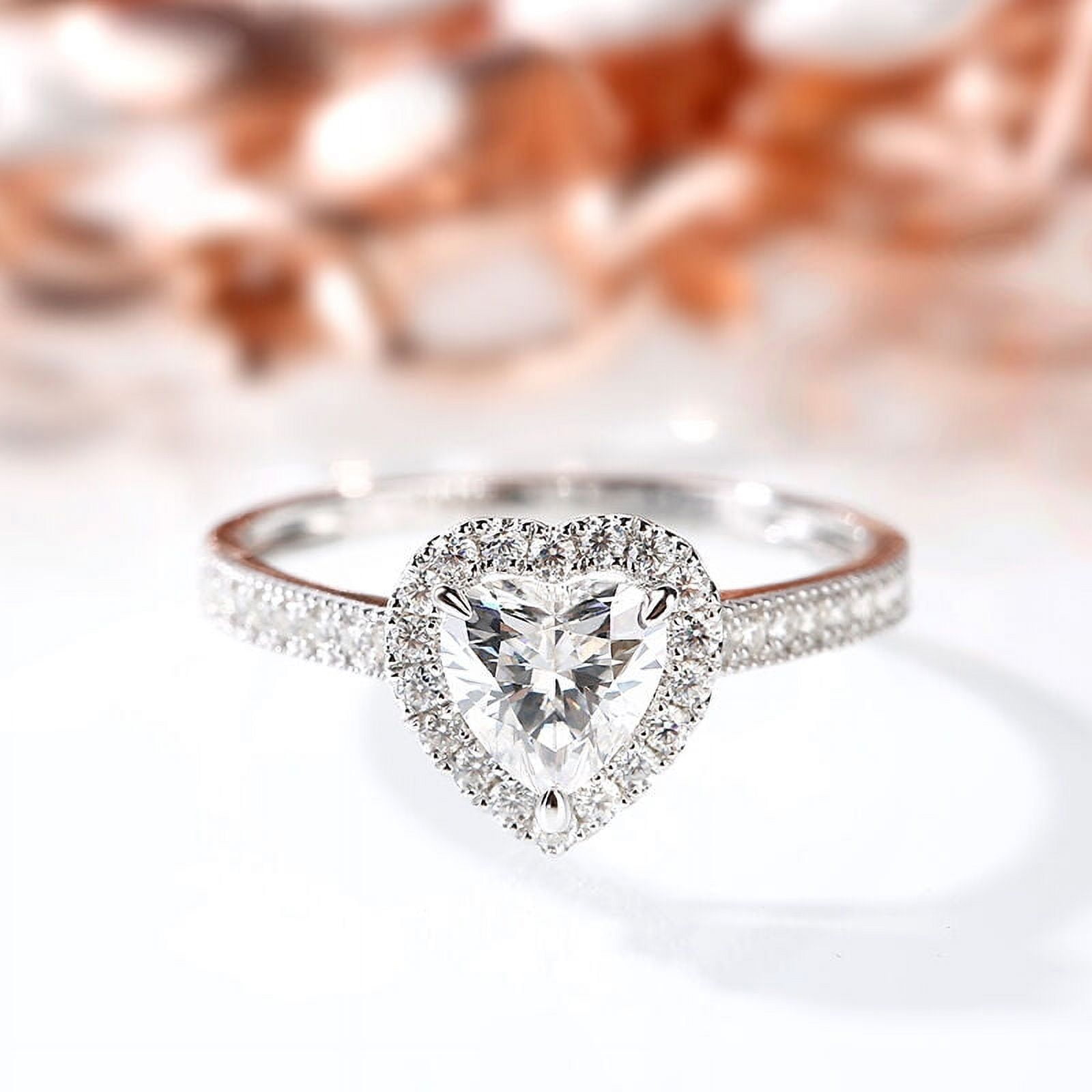 Butterfly Jewel 2.1 Ct Heart Cut Diamond Rings - 14K White Gold Plated ...