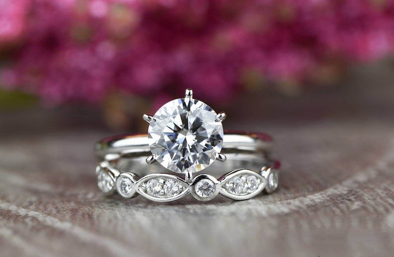 Butterfly Jewel 2 Ct Round Simulated Diamond Rings - 14K White Gold ...