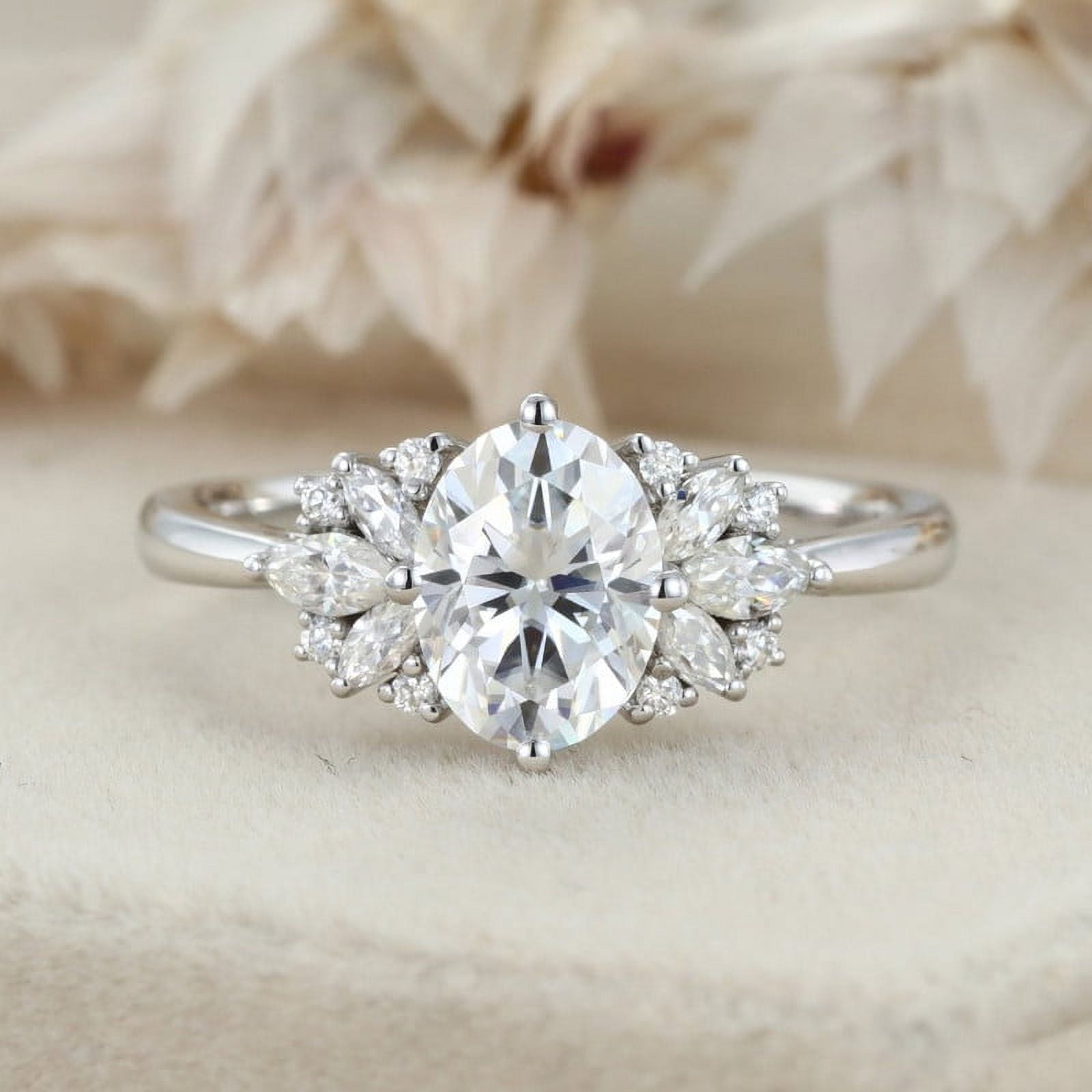 Butterfly Jewel Oval Cut 2 Ct Diamond Band for Gifting - 14K White Gold ...