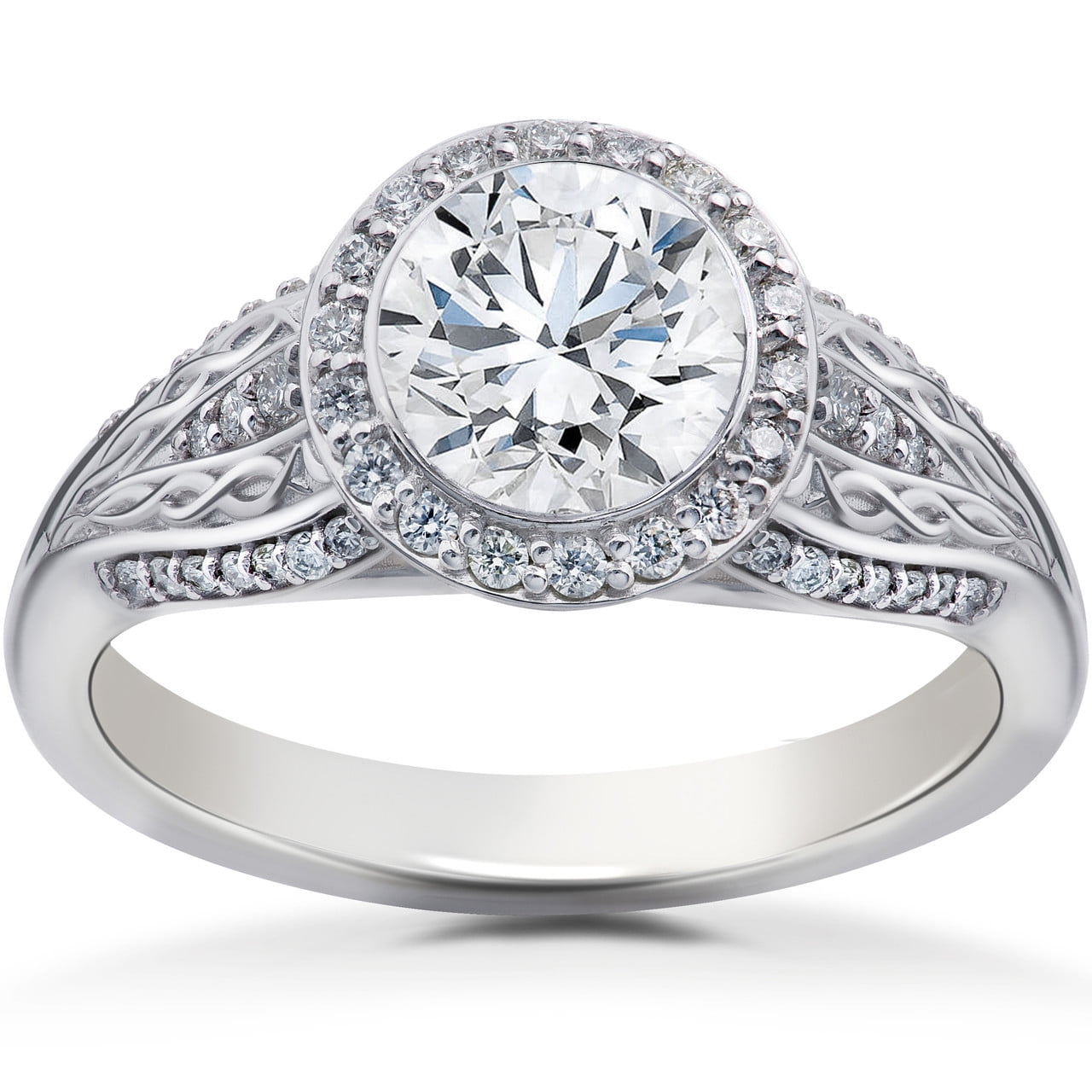 Butterfly Jewel Princess Cut 2 Ct Moissanite Engagement Rings - 14K ...