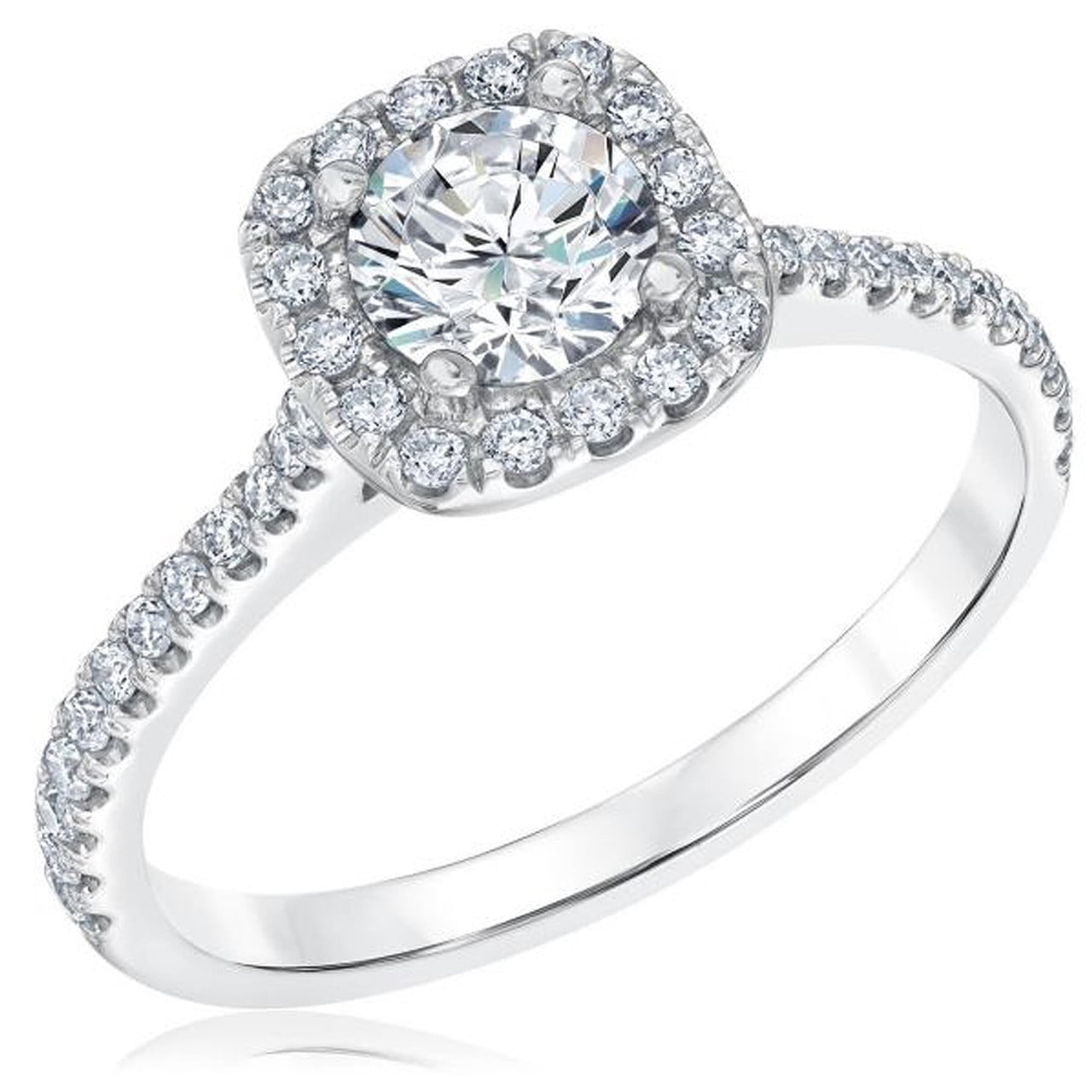 Butterfly Jewel Prong Set 1.3 Ct Round Cut Moissanite Rings - 14K White ...