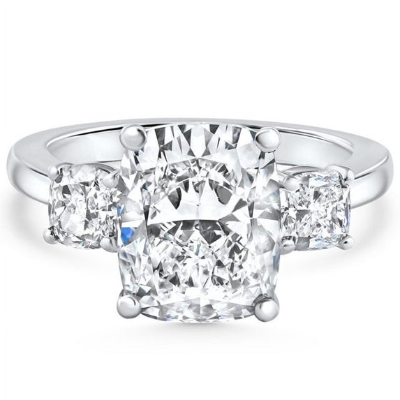 Butterfly Jewel Prong Set 2 Ct Cushion Cut Moissanite Rings - 14K White ...