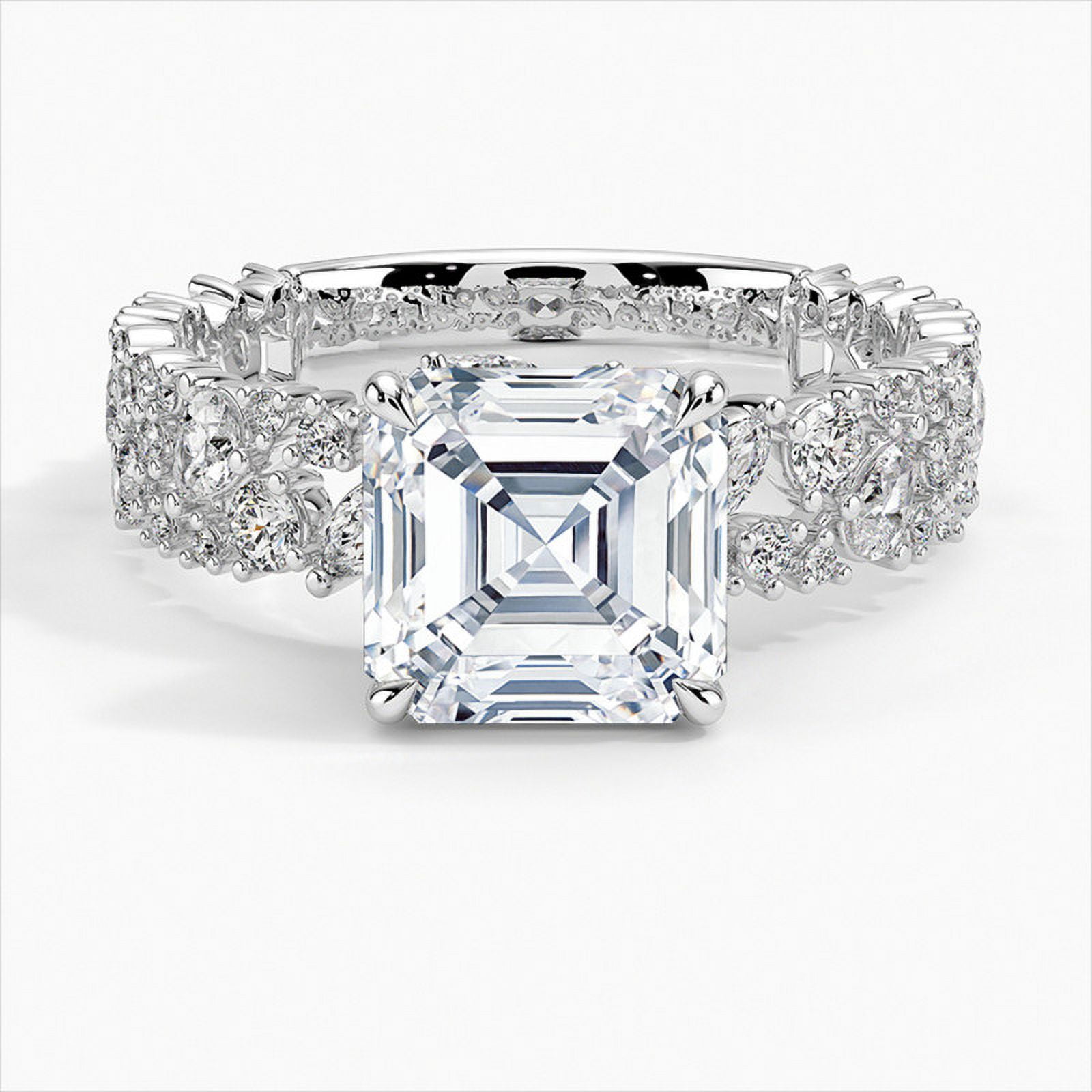 Butterfly Jewel Silver 14K White Gold Over Ring - Cluster Diamond Rings ...