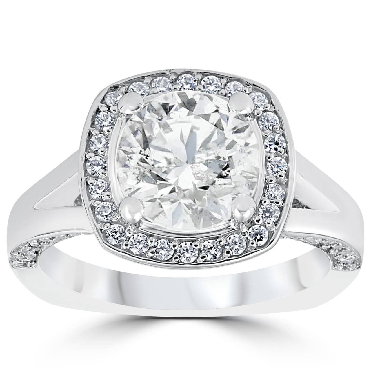 Butterfly Jewel Stamped 14K White Gold Plated Engagement Ring - 1.4 Ct ...