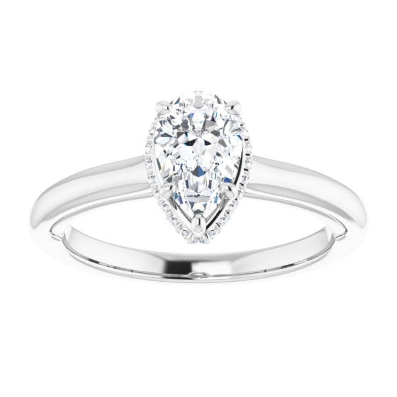 Butterfly Jewel Stamped 14K White Gold Plated Hidden Halo Ring - Pear ...