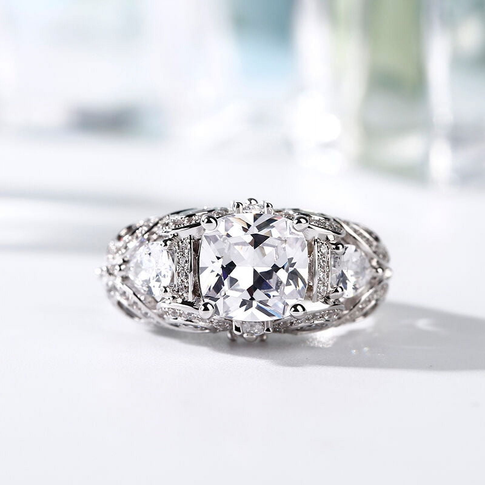 Butterfly Jewel Vintage Wedding Band - 2 Ct Cushion Cut Diamond - Retro ...