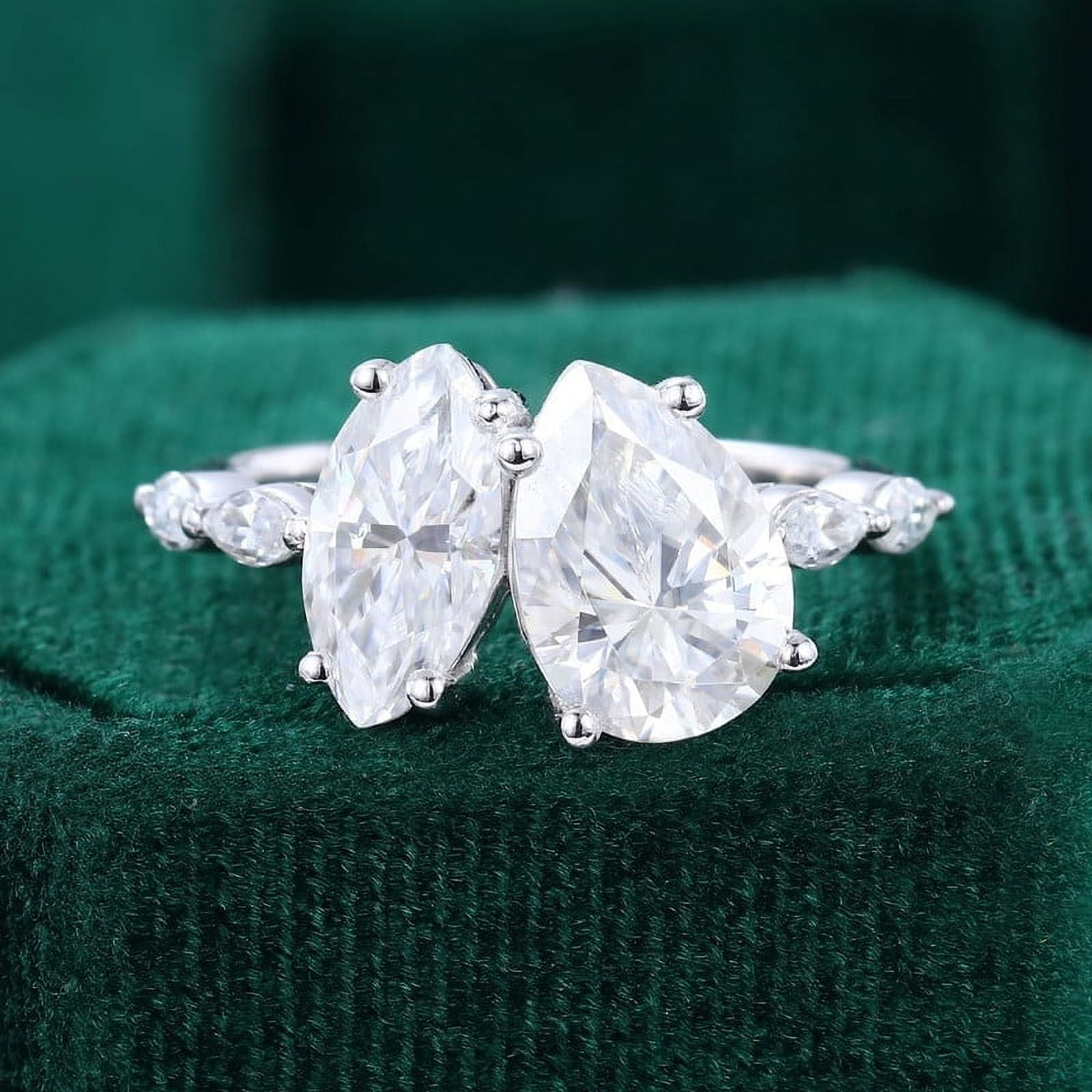 Butterfly Jewel White Gold Plated 14K Diamond Ring - 2.2 Ct VVS1/D Pear ...
