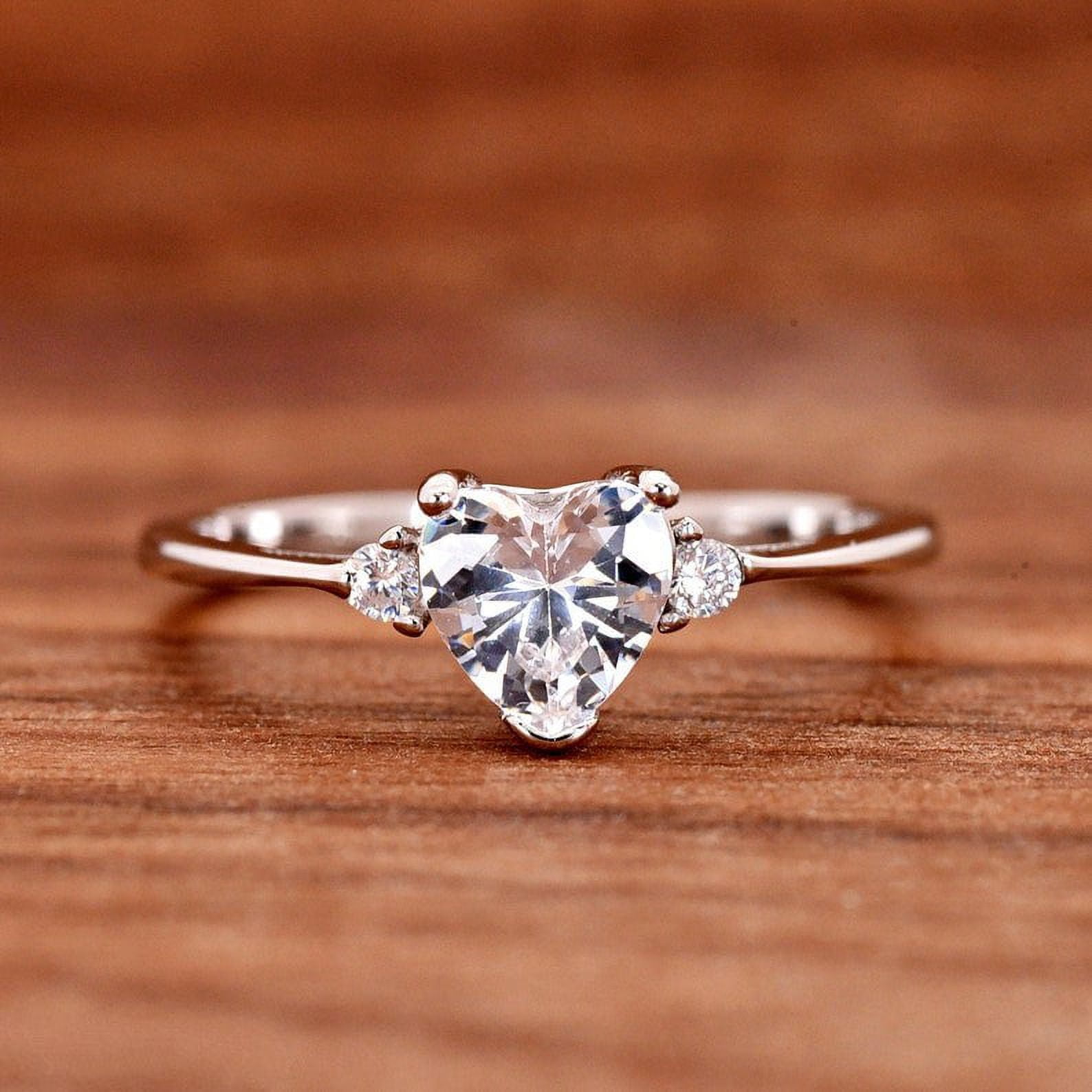 Butterfly Jewelry 14K White Gold Plated Ring - 1.9 Ct Heart Cut Prong ...