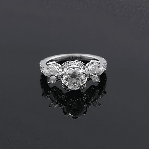 Butterfly Jewelry 14K White Gold Plated Rings - Round Cut 1.8 Ct ...