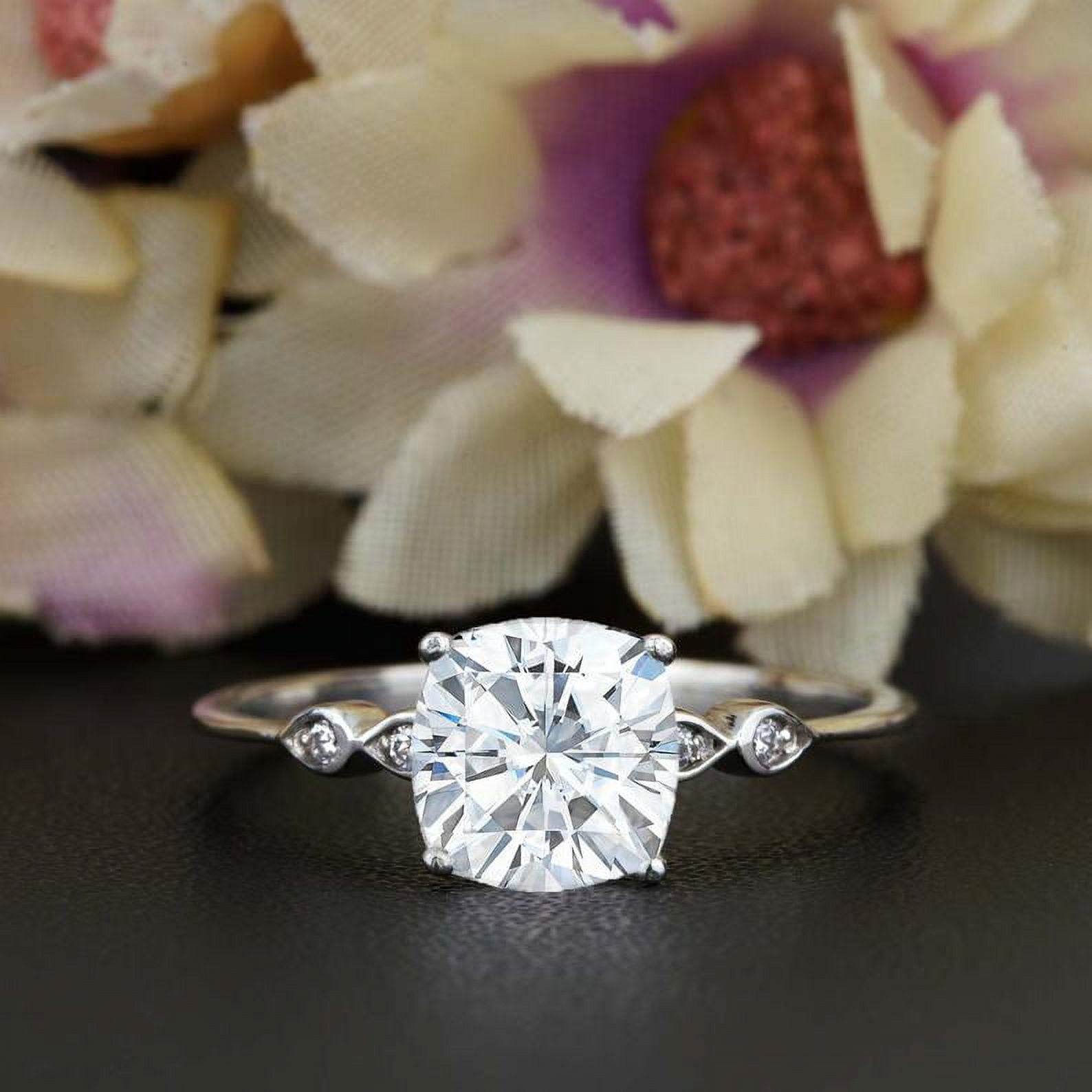 Butterfly Jewel 14K White Gold Plated Wedding Rings - 1.9 Ct Cushion Cut Brilliant Ring ...